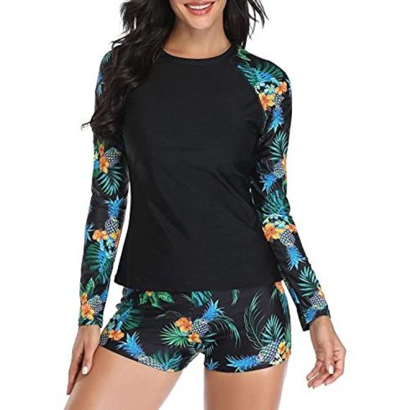 Daci | Swim | Daci Women Pineapple Two Piece Rash Guard Long Sleeve ...
